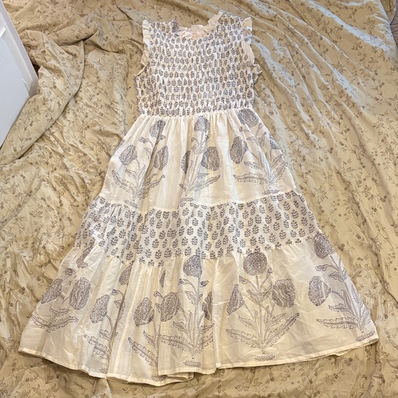 Oliphant | Dresses | Oliphant White Maxi Dress With Pale Blue Floral ...